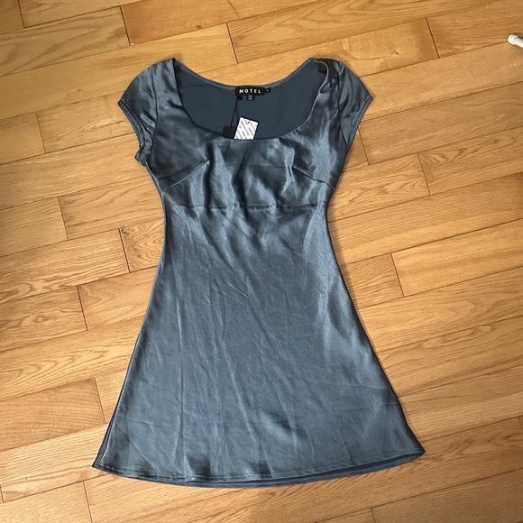 Motel Rocks | Dresses | Nwt Motel Rocks Charcoal Blue Satin Short ...